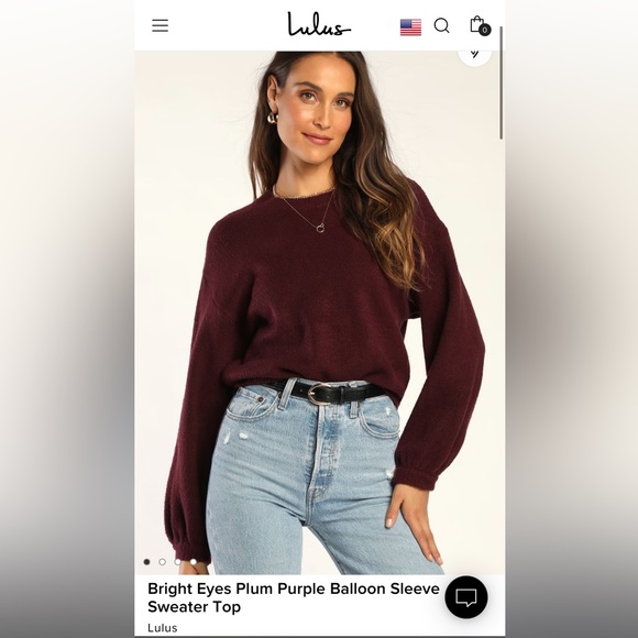 Lulus | Sweaters | Nwt Lulus Bright Eyes Plum Purple Balloon Sleeve ...